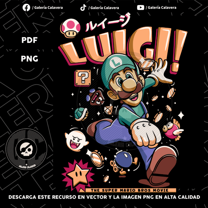 Luigi Tee Design - Vector de Mario Bros.