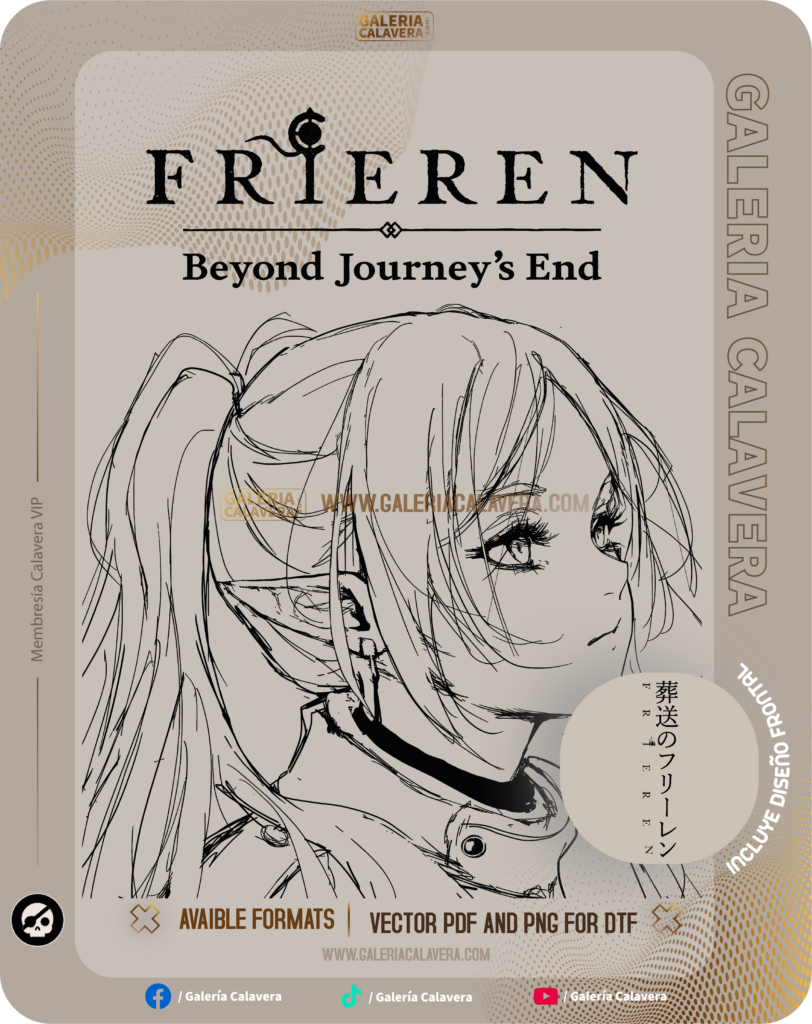 Frieren Minimalist Aut - Vector de Anime para Estampar.